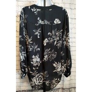 Maurices | Tops | Maurices Womens Tunic Blouse Black White Flowy Vneck Long Sleeve Floral Small ...